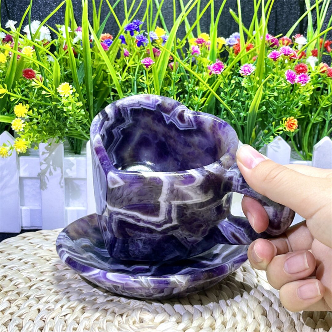 Dream Amethyst Heart Cup With Saucer, Jewelrylous Chevron Amethyst ...