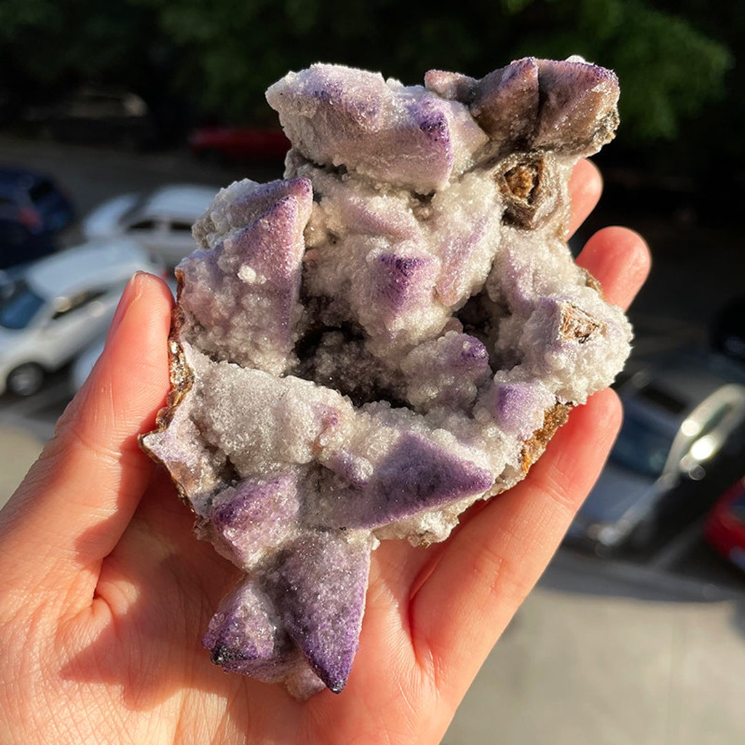 Sparkle Yttrium Fluorite With Calcite on Gypsum Specimen, Jewelrylous ...