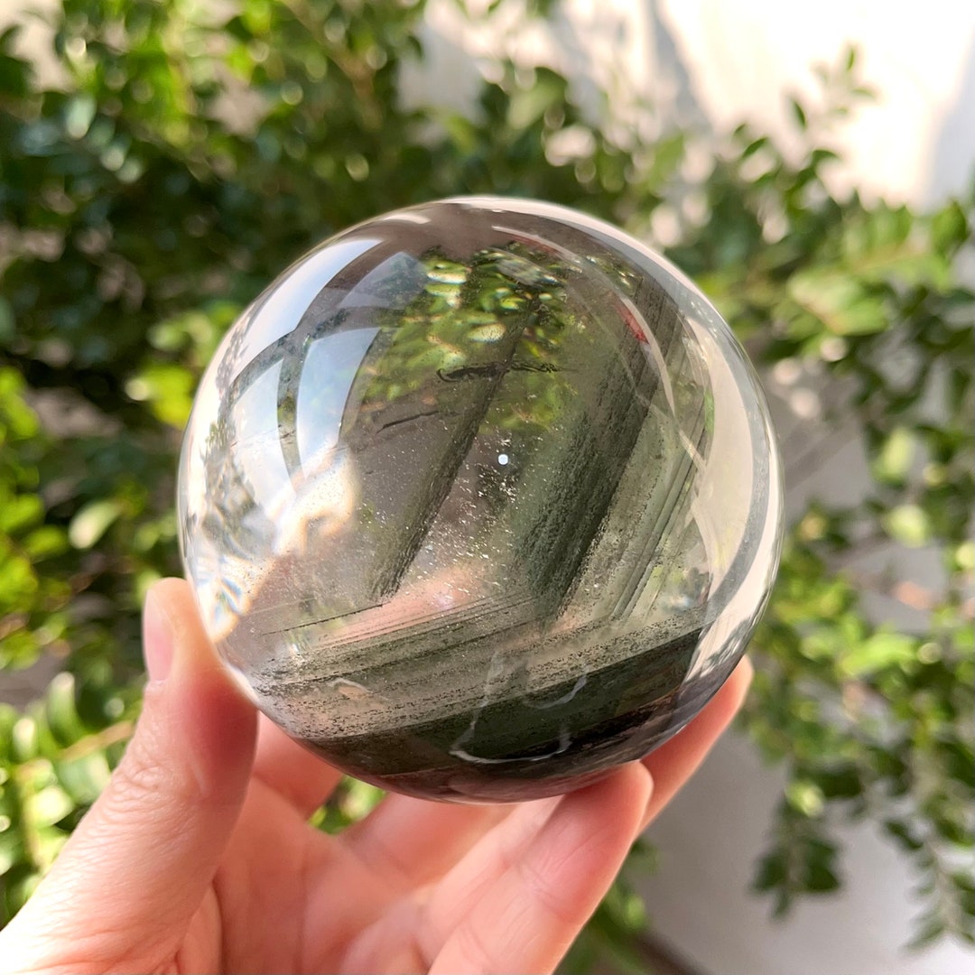 79mm Phantom Garden Quartz Sphere With Rainbow Inclusions, Jewelrylous ...