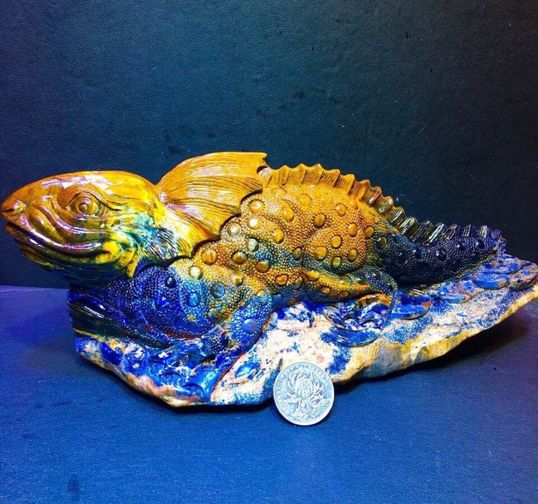 Super Valuable Big Peter Stone Lizard Sculpture, Jewelrylous Rare Blue ...