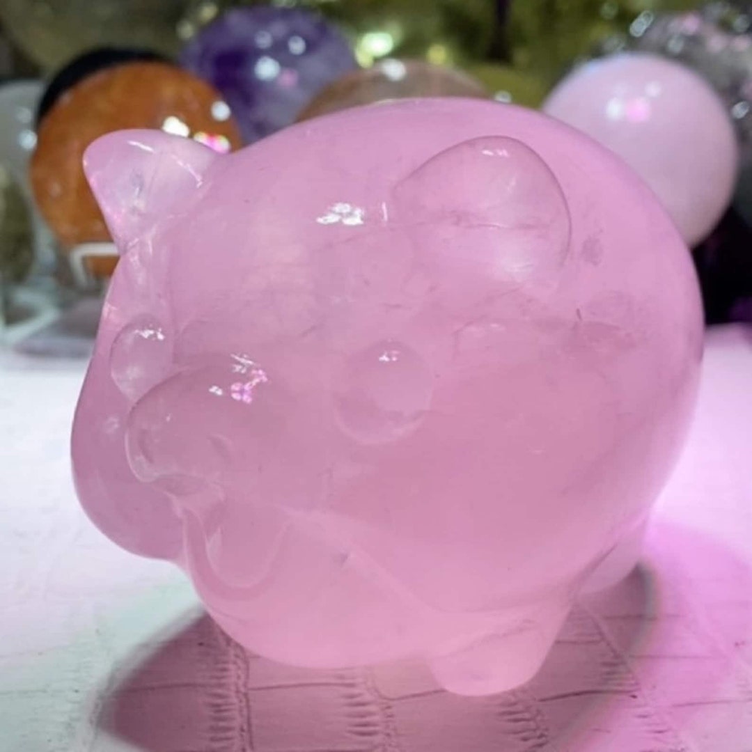 Super Cute Rose Quartz Baby Pig Carvings, Jewelrylous Pink Rose Quartz ...