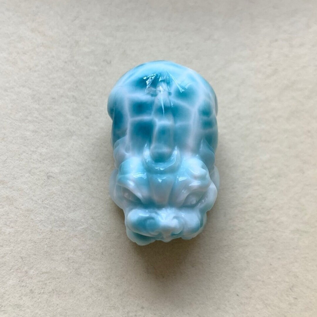 Mini Rare Volcanic Blue Larimar Money Toad Carving, Jewelrylous Blue ...