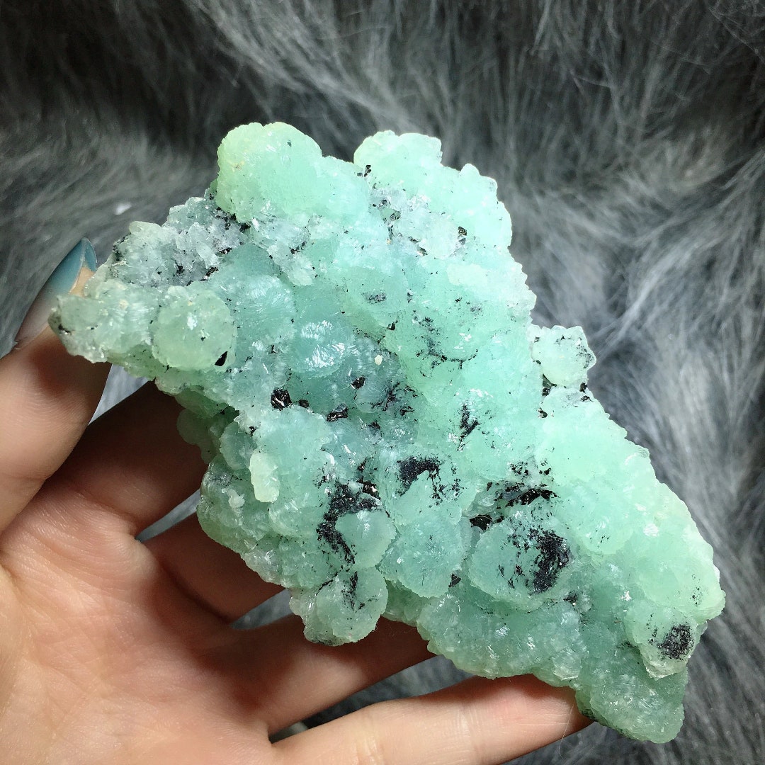 Rare Large Raw Prehnite With Epidote Specimen, Jewelrylous Rough ...