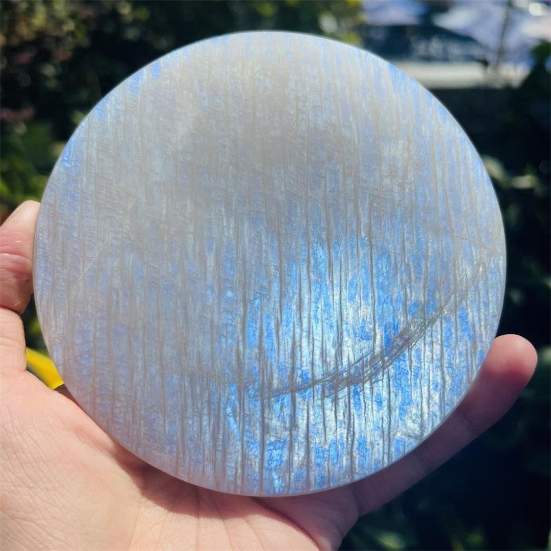 Large Blue Flashy Belomorite Moonstone Full Moon, Jewelrylous White ...