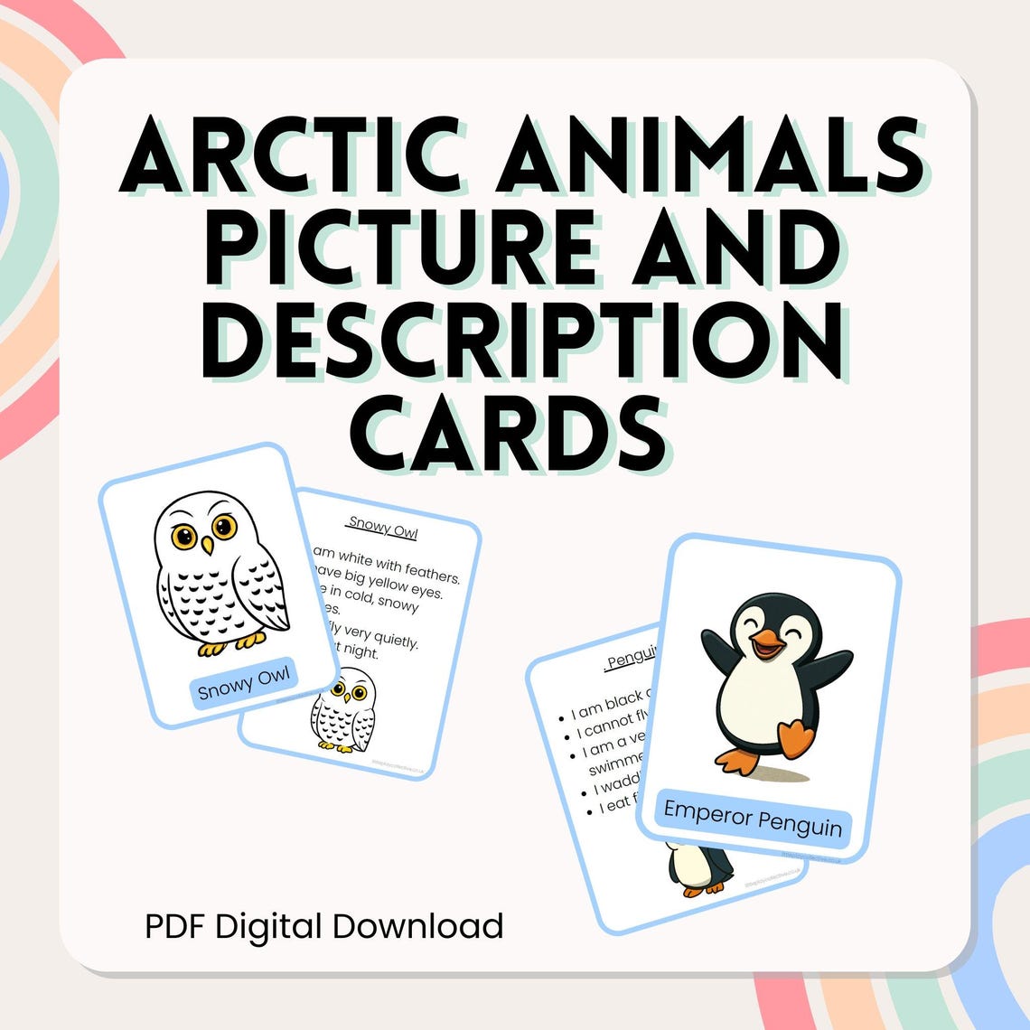 Arctic Animals Description Cards | Early Years Literacy Resource | EYFS ...