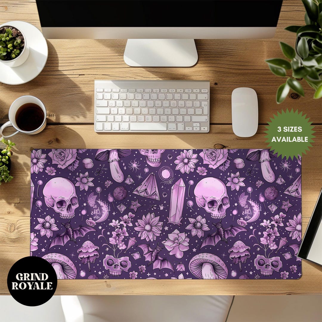 Pastel Whimsigoth Large Desk Mat, Purple Desk Mat, Gamer Desk Mat ...