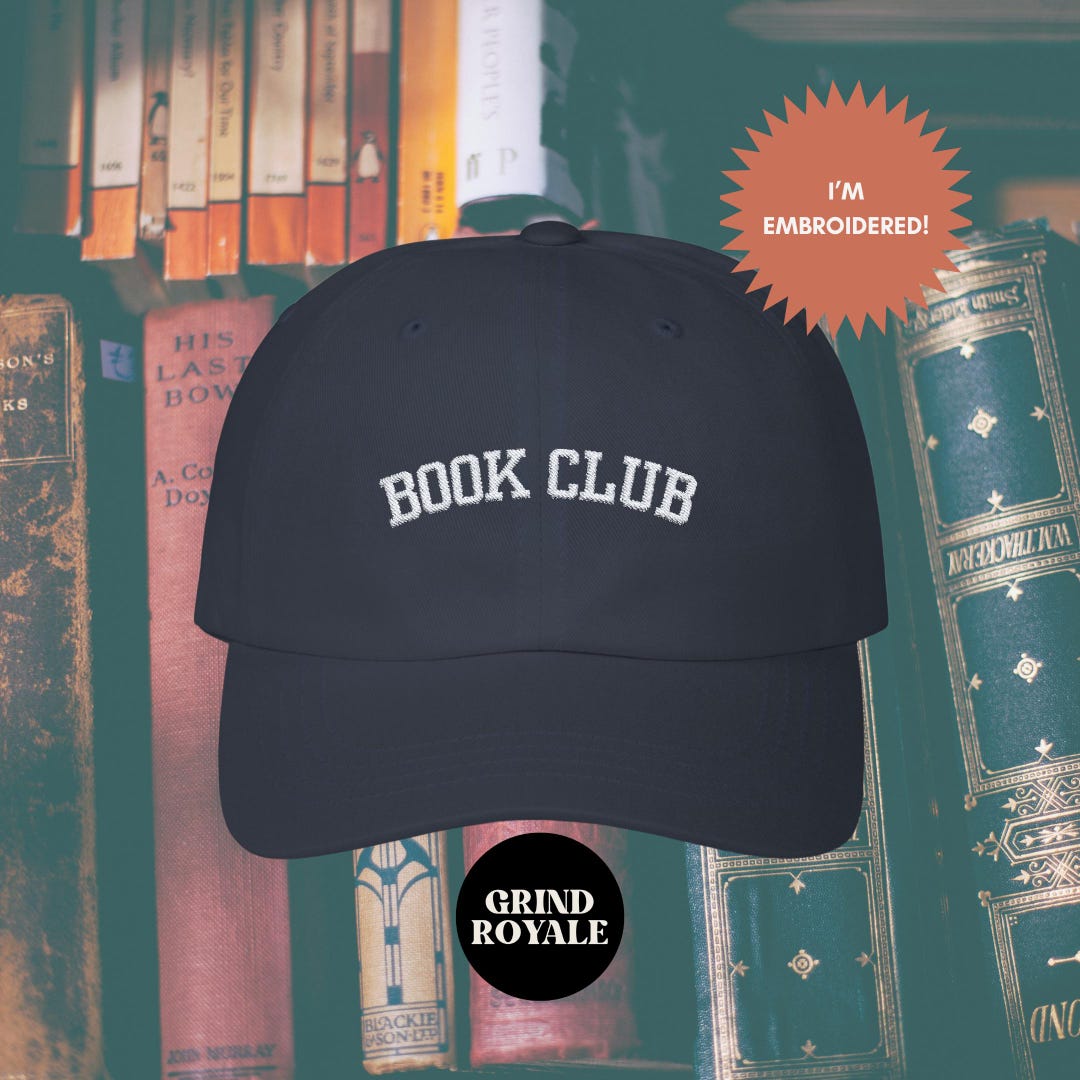 Book Club Embroidered Hat, Mom Hat, Book Lover Gift, Reader Apparel ...