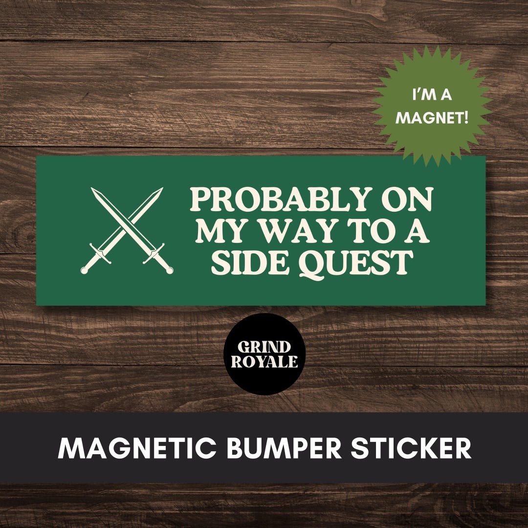 Funny Geek Side Quest Bumper Car Magnet, Funny Bumper Sticker,cool ...