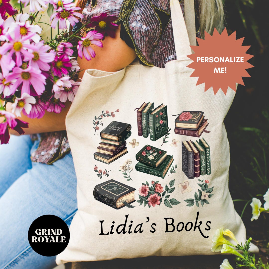 Personalized Book Tote Bag, Bookish Tote Bag, Book Lover Tote Bag ...