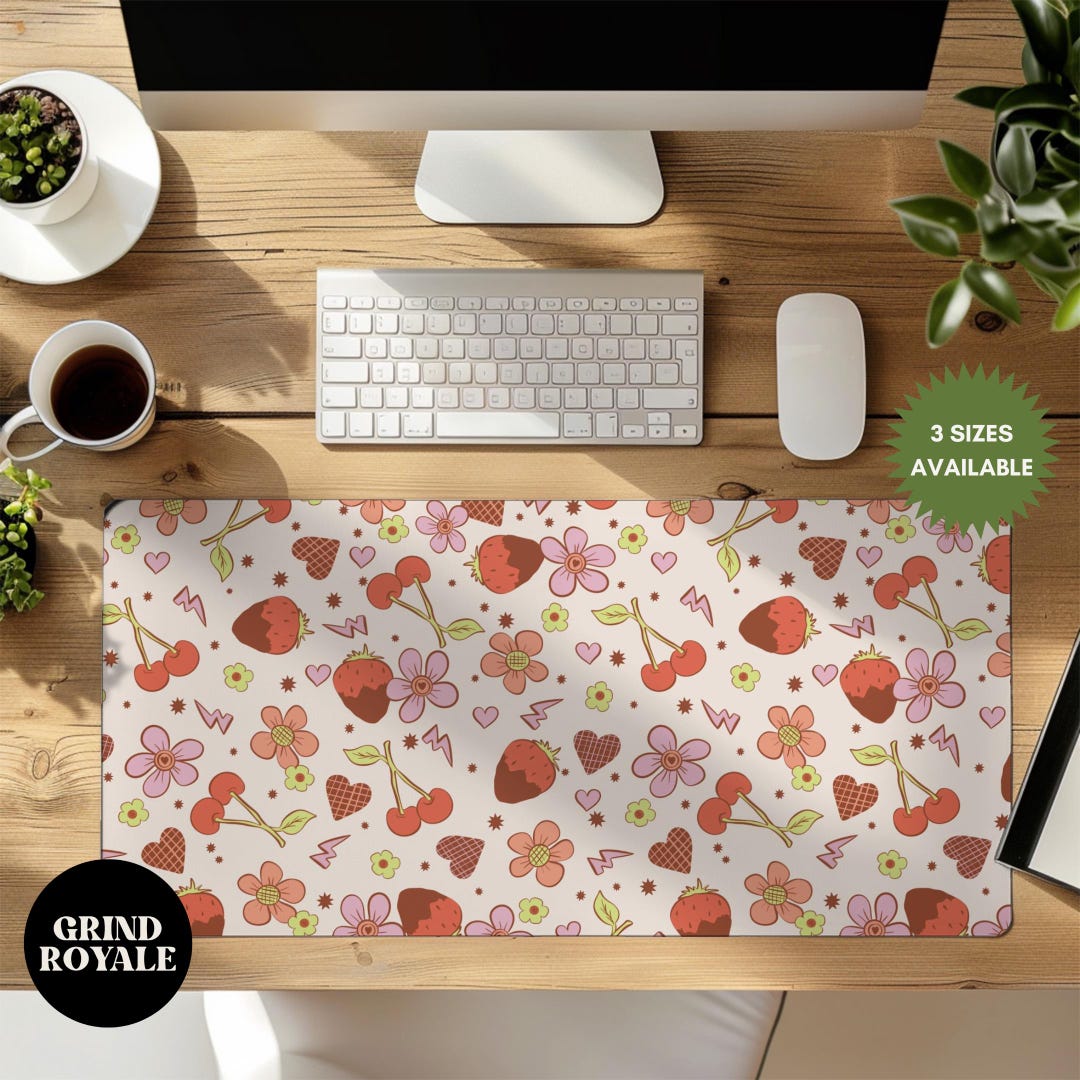 Pink Girly Retro Desk Mat , Computer Retro Style Large Mouse Pad ...