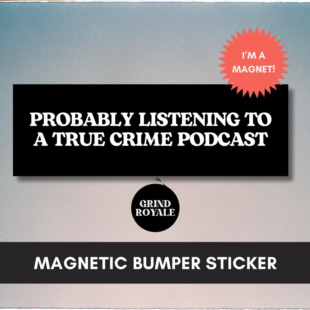 True Crime Lover Bumper Car Magnet, Car Magnet Funny, Funny Bumper ...
