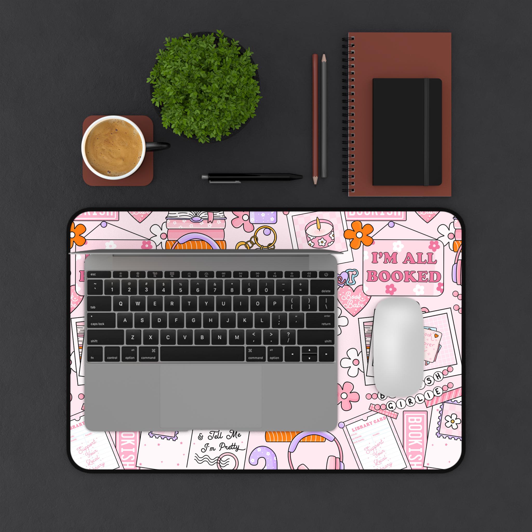 Bookish Girlie Large Desk Mat, Cute Desk Mat, Gamer Desk Mat, Large ...