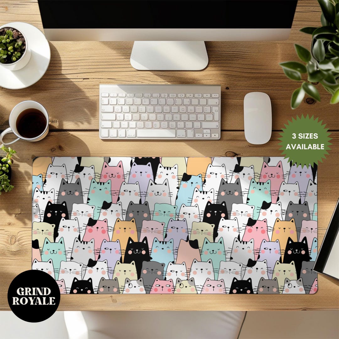Funny Cat Desk Mat, Cat Desk Mat, Gamer Desk Mat, Gaming Desk Mat ...