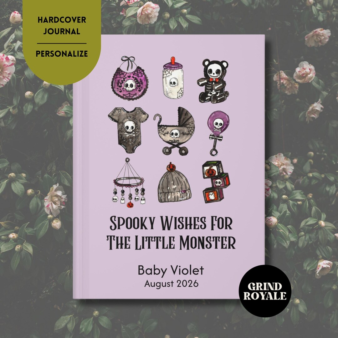 Spooky Gothic Halloween Baby Shower Guest Book, Personalized Baby ...