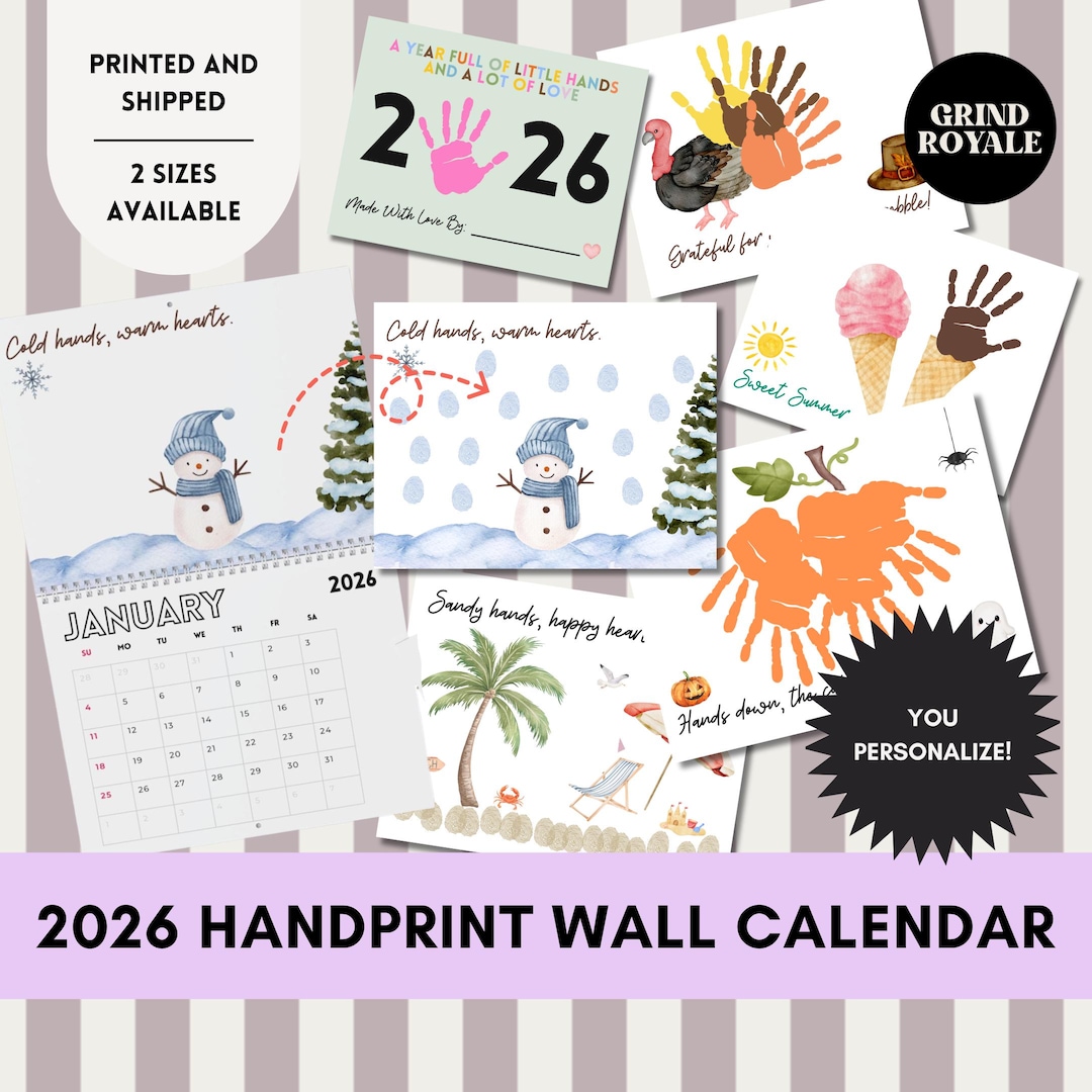 2026 Handprint Wall Calendar Craft Personalized Keepsake Calendar Gift ...