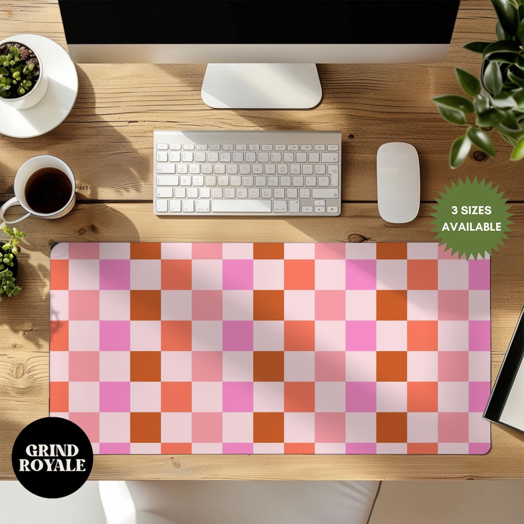 Checkered Aesthetic Desk Pad , Computer Retro Style Large Mouse Pad ...