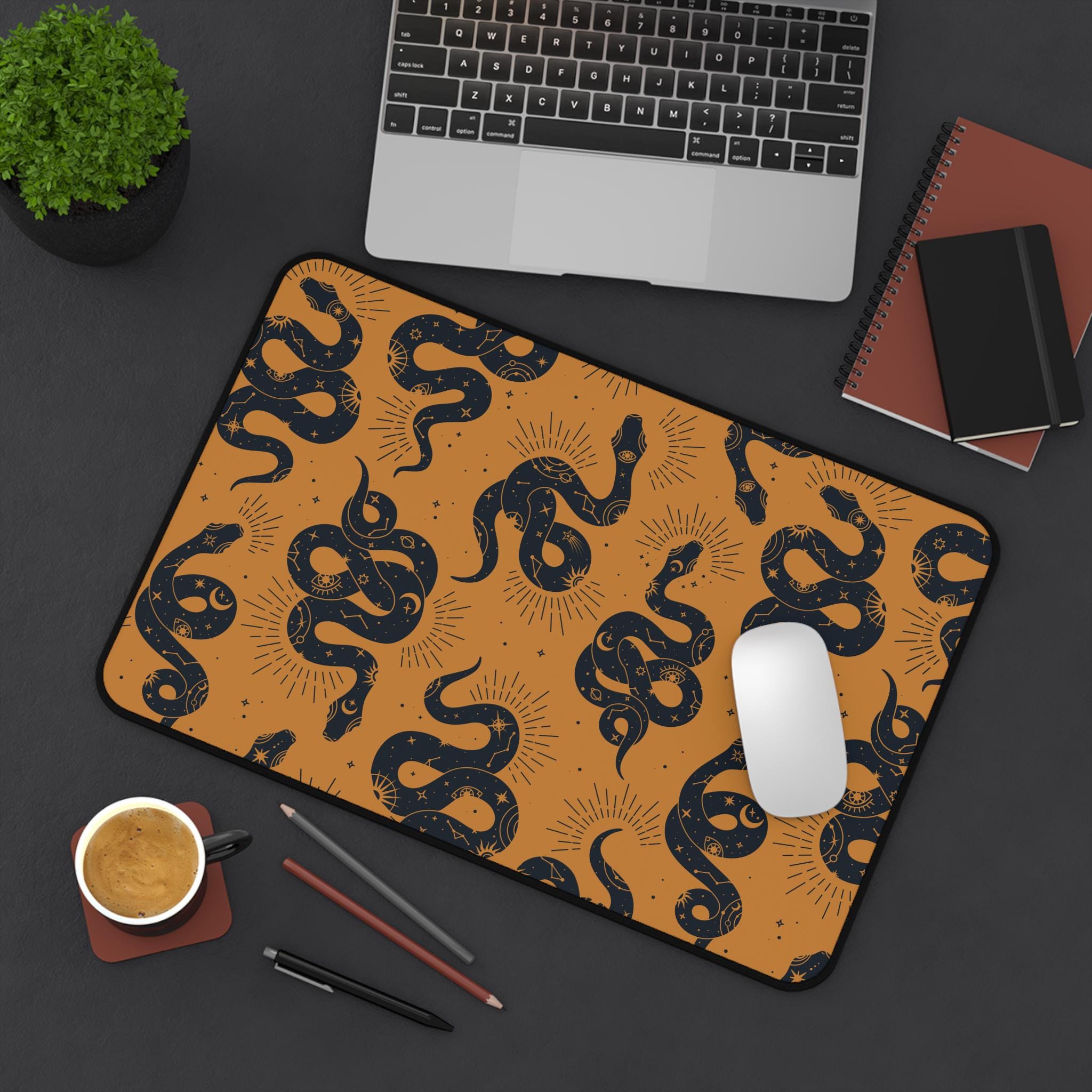 Boho Celestial Whimsigoth Snake Desk Mat, Boho Desk Mat,gamer Desk Mat ...