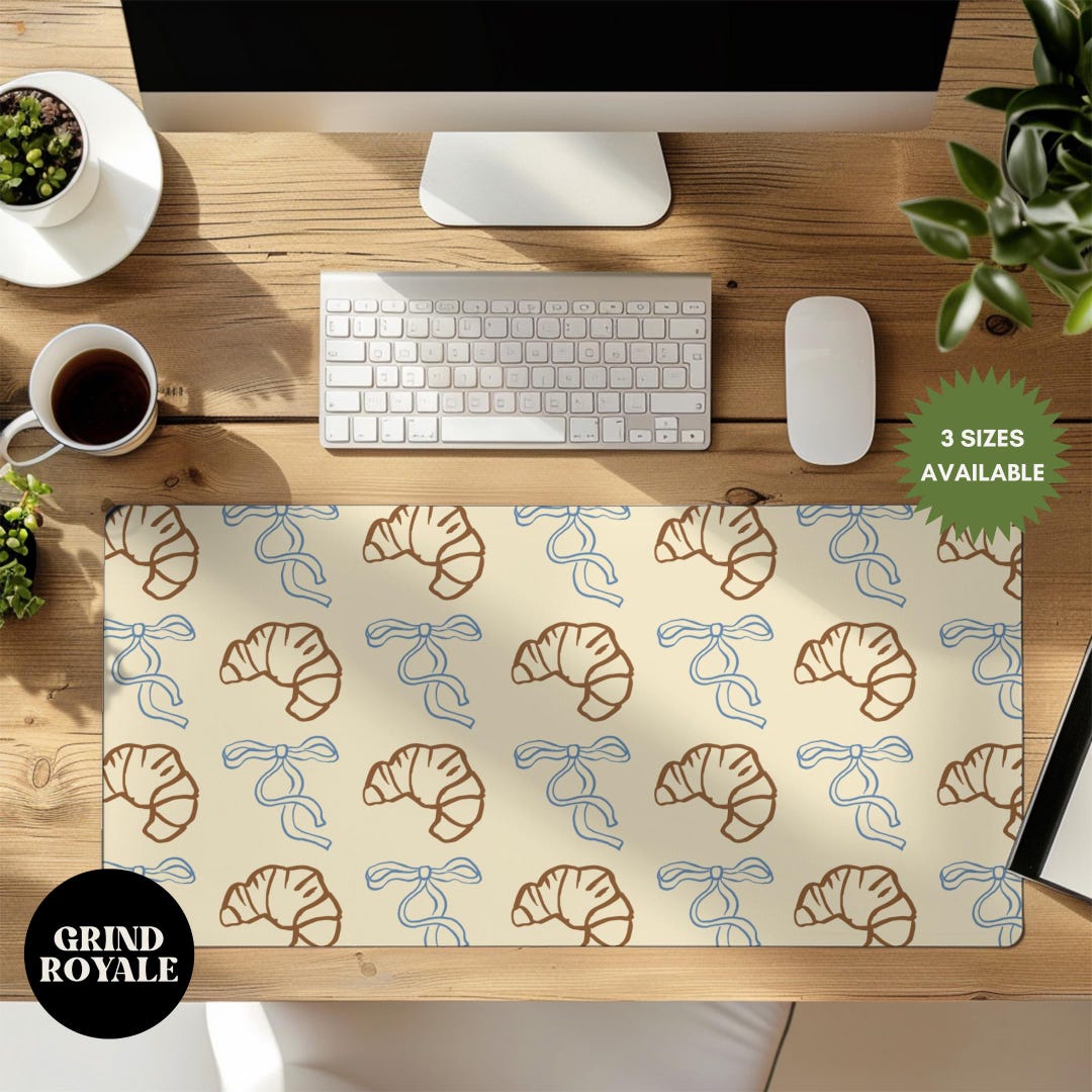 Vintage Coquette Croissant Retro Desk Mat, Retro Style Large Mouse Pad ...
