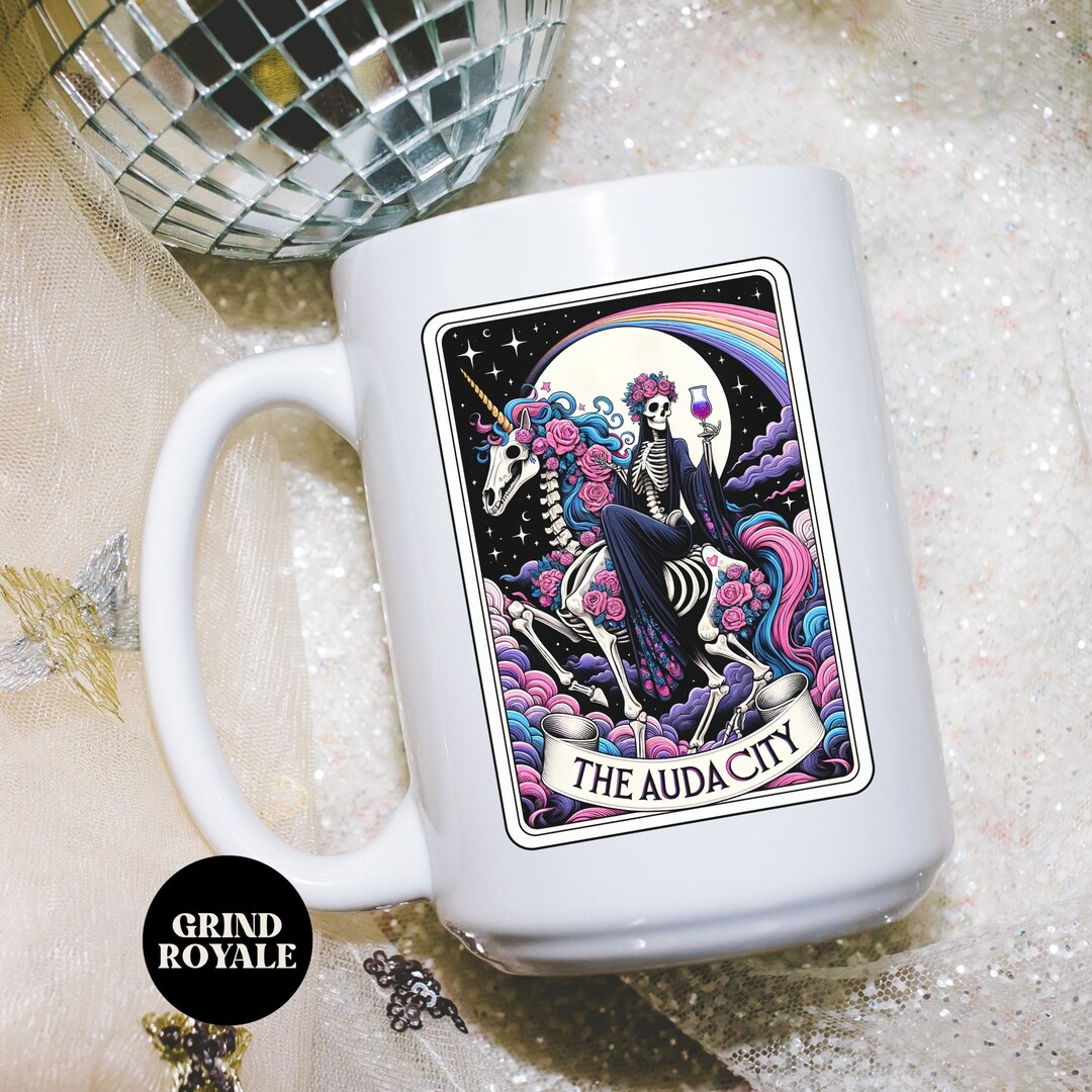 Audacity Tarot Card Mug, Occult Skeleton Tarot Card Coffee Mug, the ...