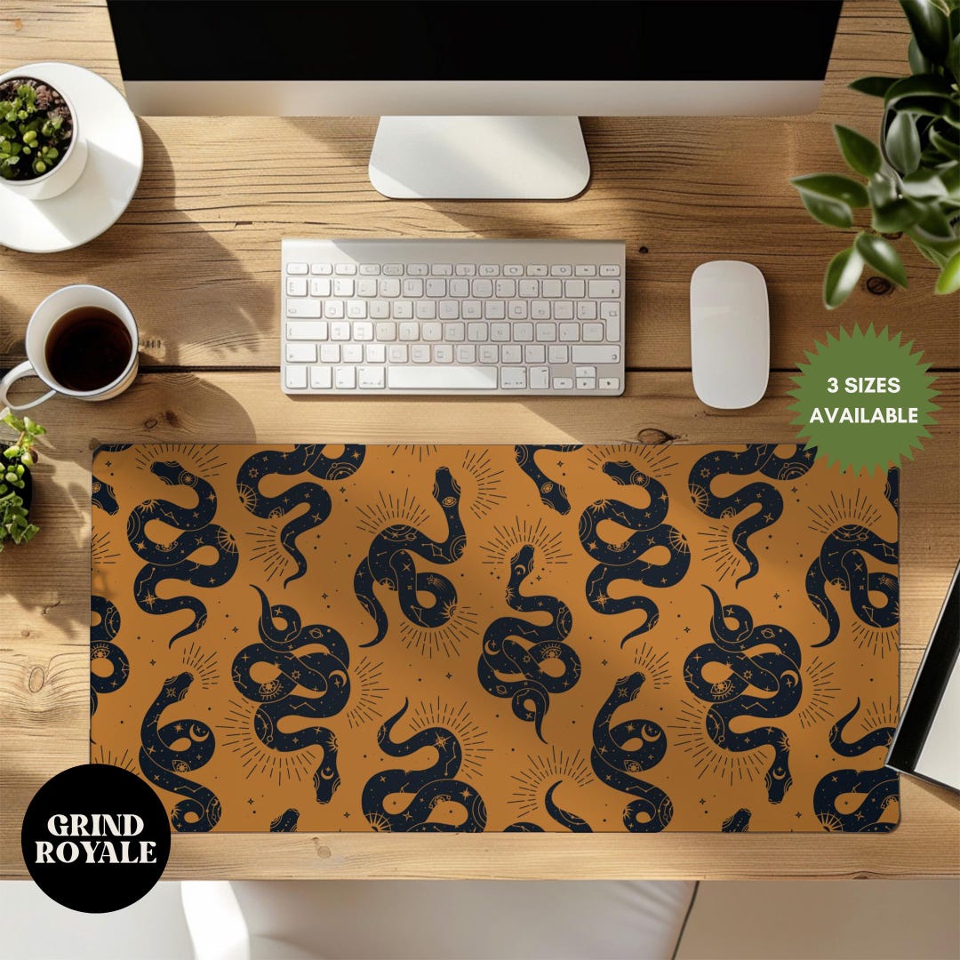 Boho Celestial Whimsigoth Snake Desk Mat, Boho Desk Mat,gamer Desk Mat ...