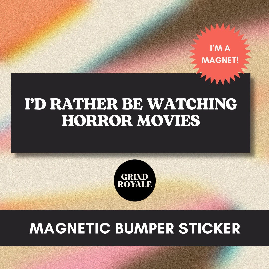 Horror Movie Bumper Car Sticker, Car Magnet Funny, Car Bumper Sticker ...