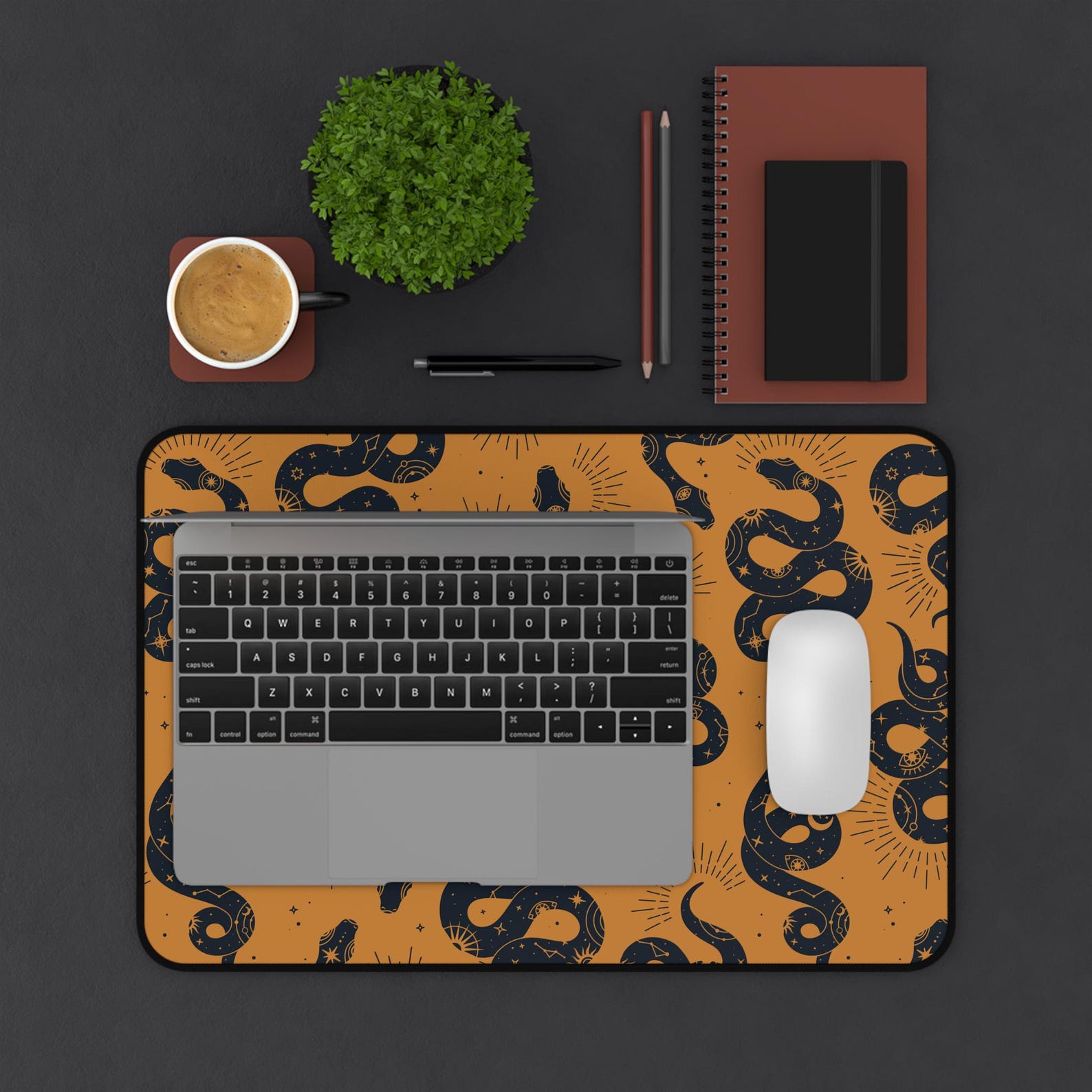 Boho Celestial Whimsigoth Snake Desk Mat, Boho Desk Mat,gamer Desk Mat ...