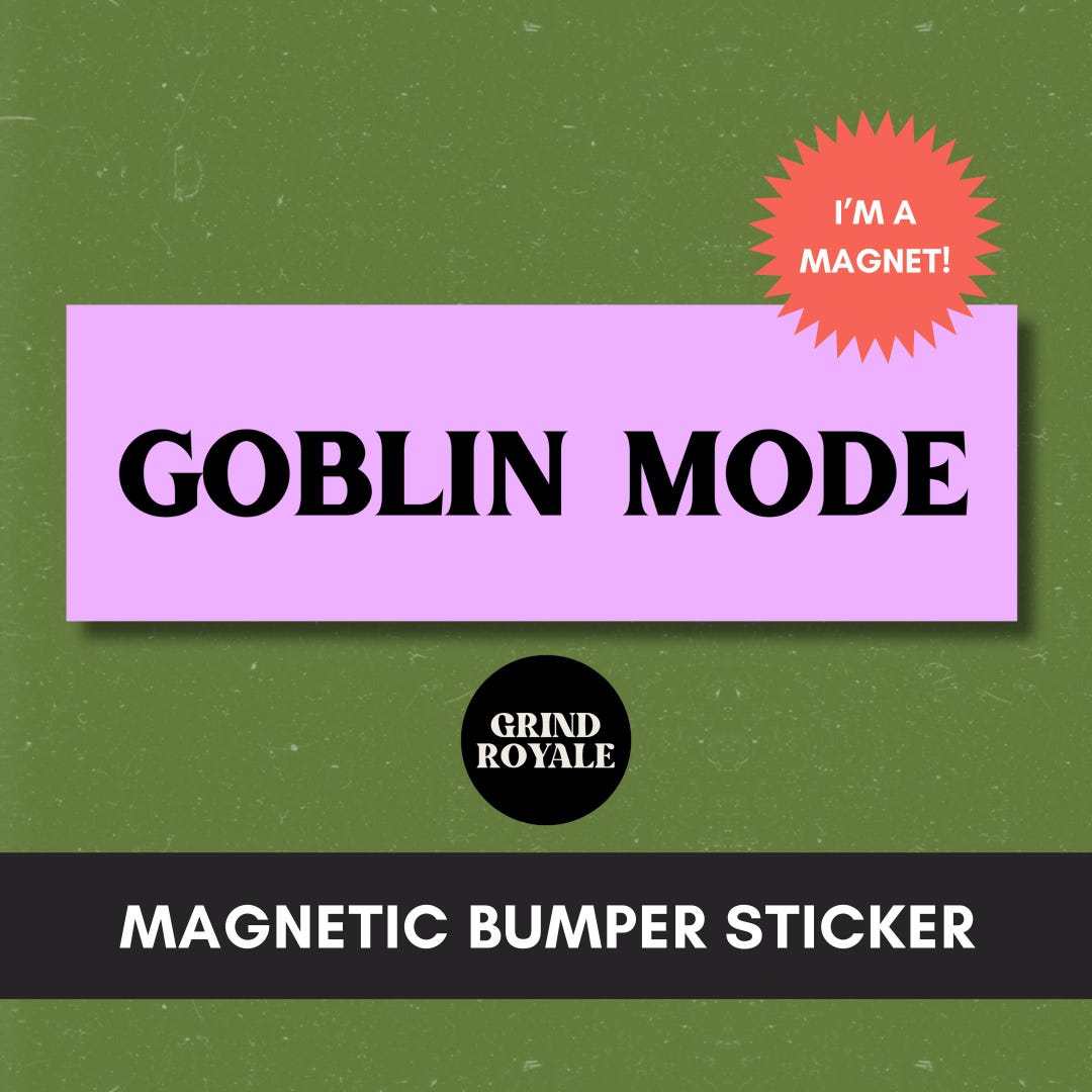 Goblin Mode Bumper Car Magnet, Funny Goth Bumper Sticker, Funny Bumper ...