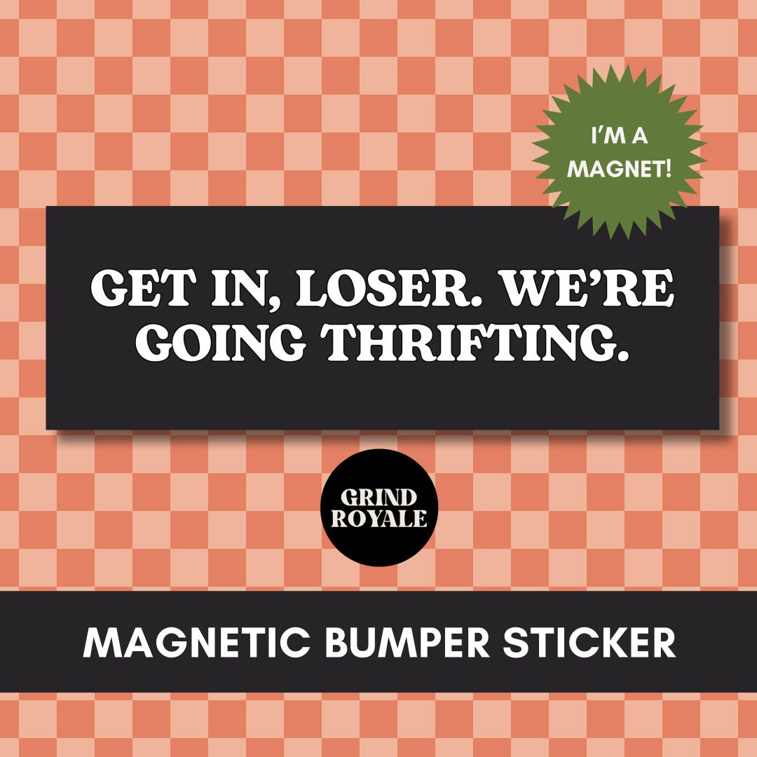 Thrift Store Bumper Sticker, Funny Car Magnet, Bumper Sticker, Thrift ...