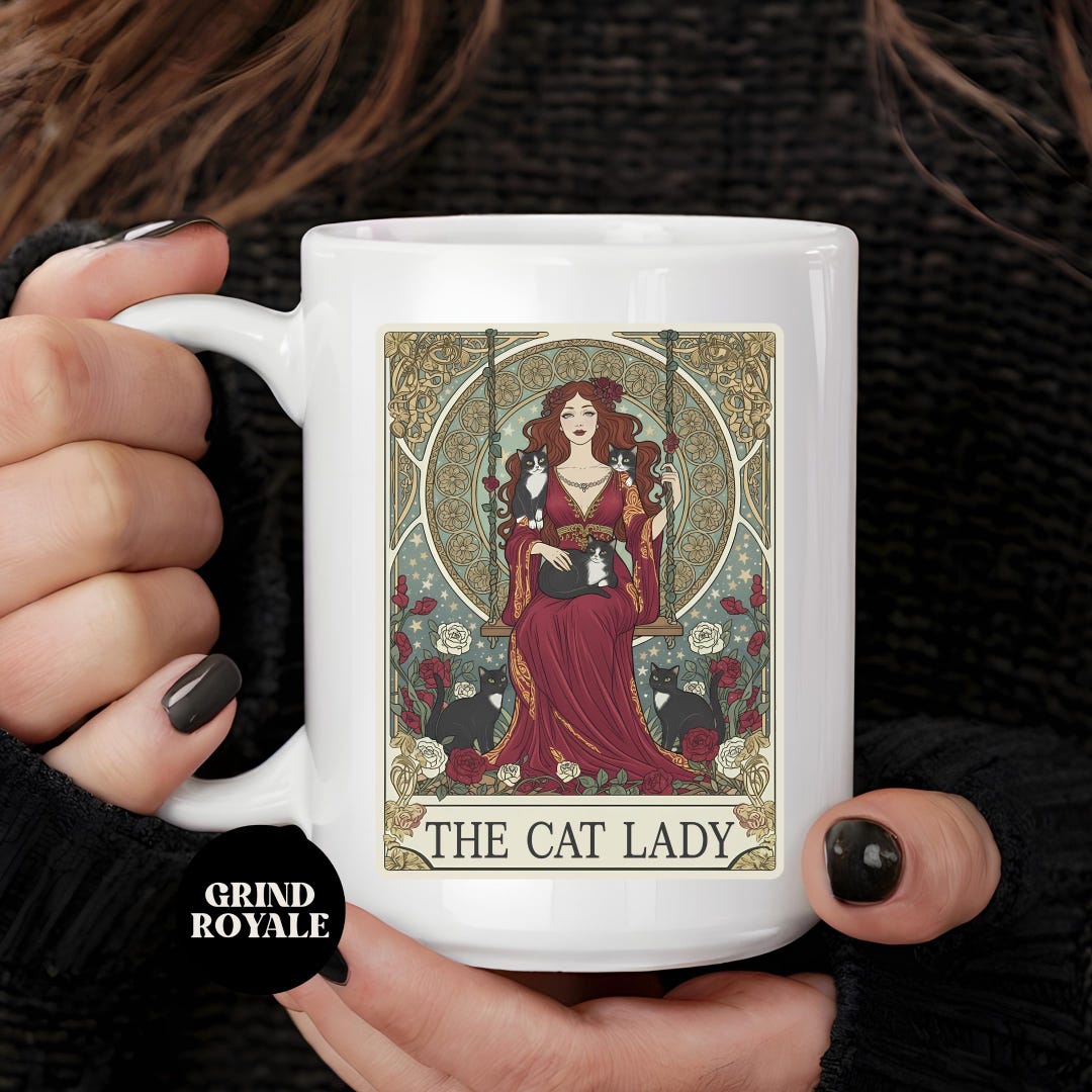 The Cat Lady Tarot Card Mystical Coffee Mug, Cat Lady Gift Mug, Cat Mom ...