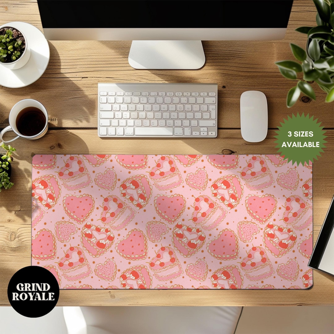 Pink Vintage Cakes Retro Desk Mat , Computer Retro Style Large Mouse ...