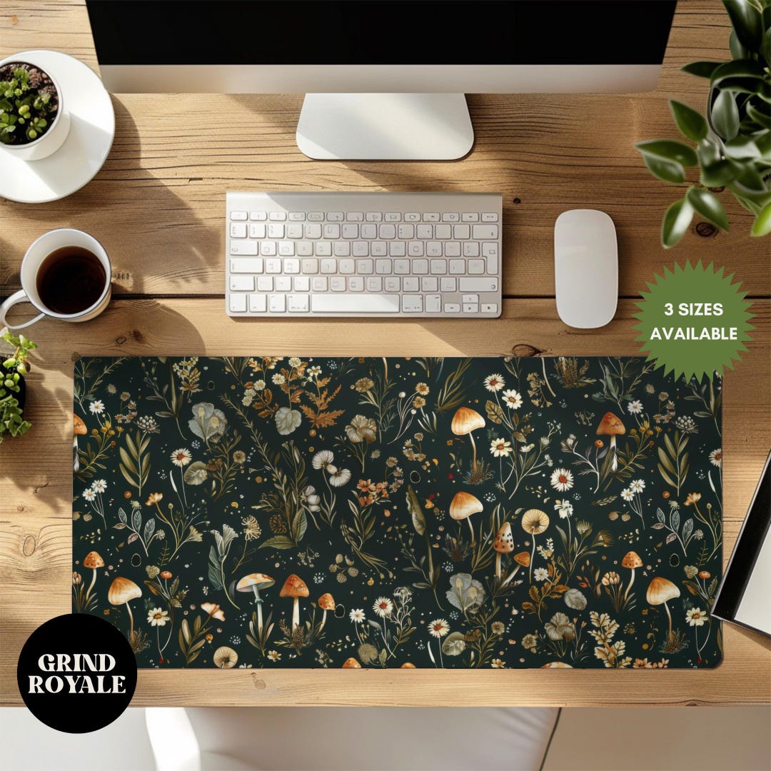 Cottagecore Desk Mat, Mushroom Desk Mat, Gamer Desk Mat, Gaming Desk ...
