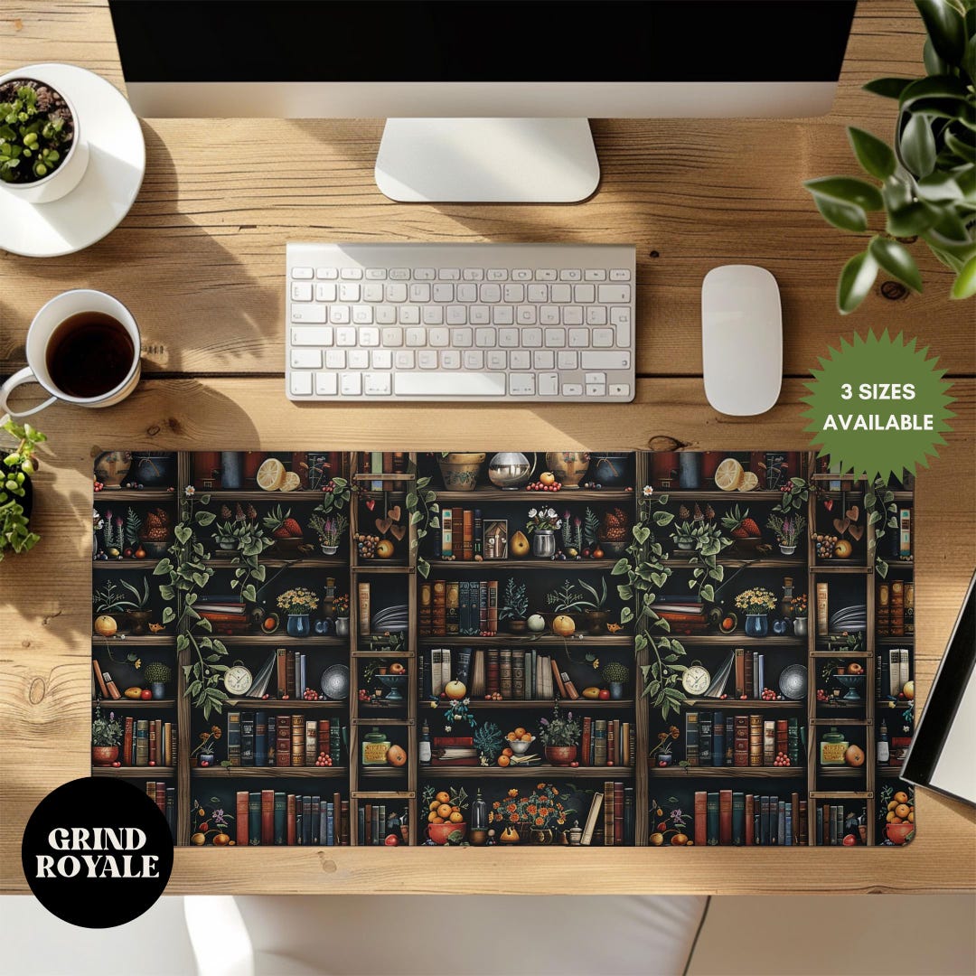 Cottagecore Bookish Desk Mat, Bookish Desk Mat, Gamer Desk Mat, Gaming ...