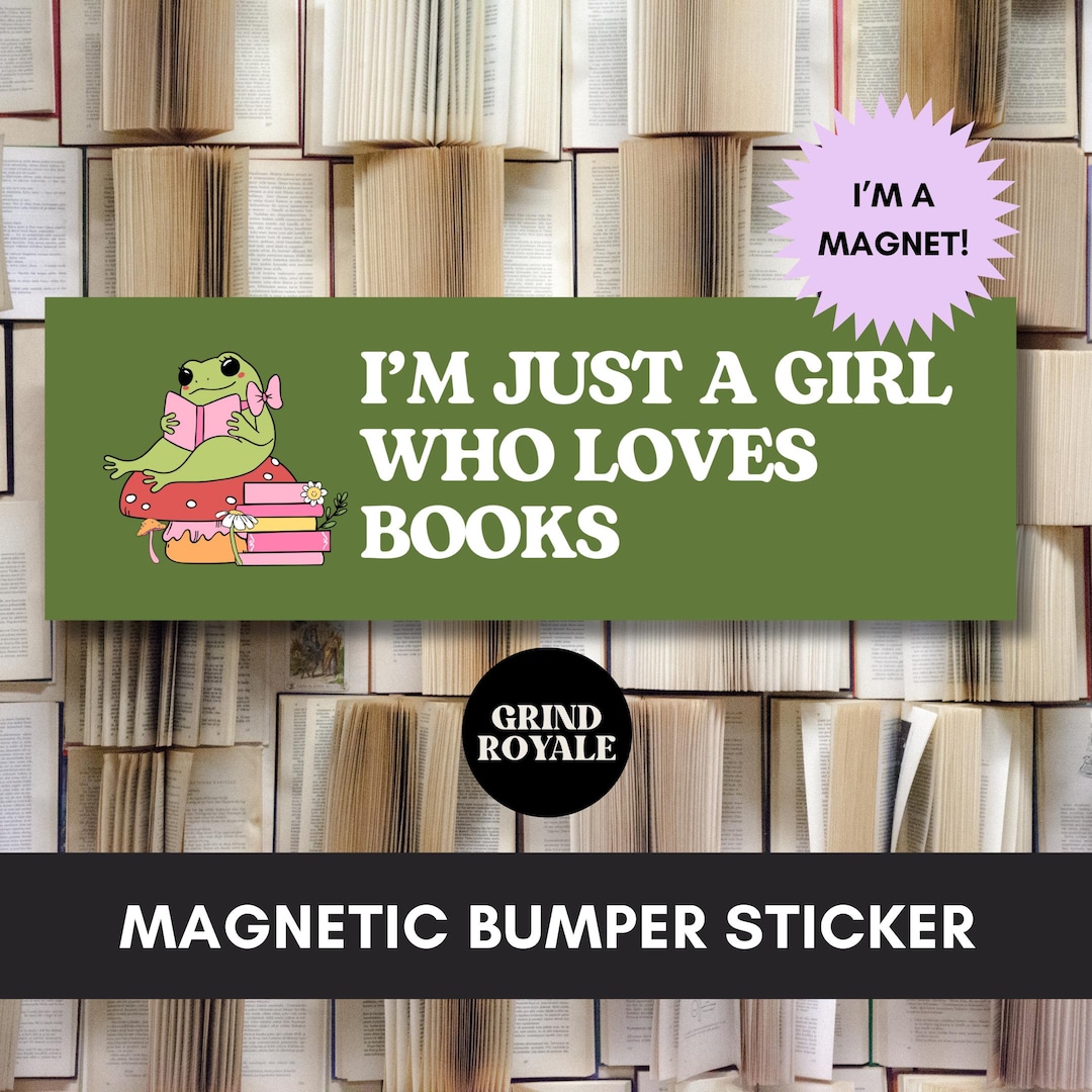 Bookish Cute Frog Bumper Sticker, Funny Car Magnet, Bumper Sticker ...
