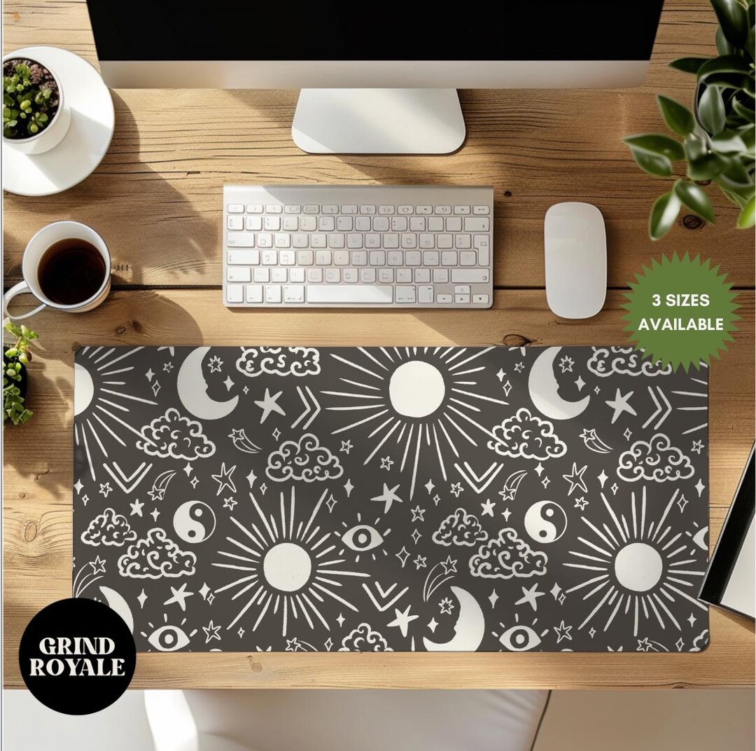 Boho Celestial Desk Mat, Boho Desk Mat, Gamer Desk Mat, Gaming Desk Mat ...