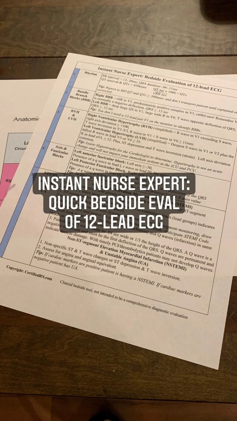 Cardiac Bundle: 2 12-lead ECG Overlays and 4 Instant Nurse Expert ...