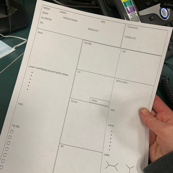 Icu Nurse Report Sheet - Etsy