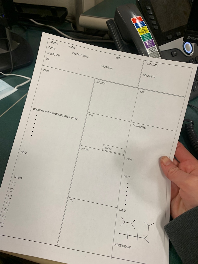 ICU Report Sheet (nurse Brain) - Etsy