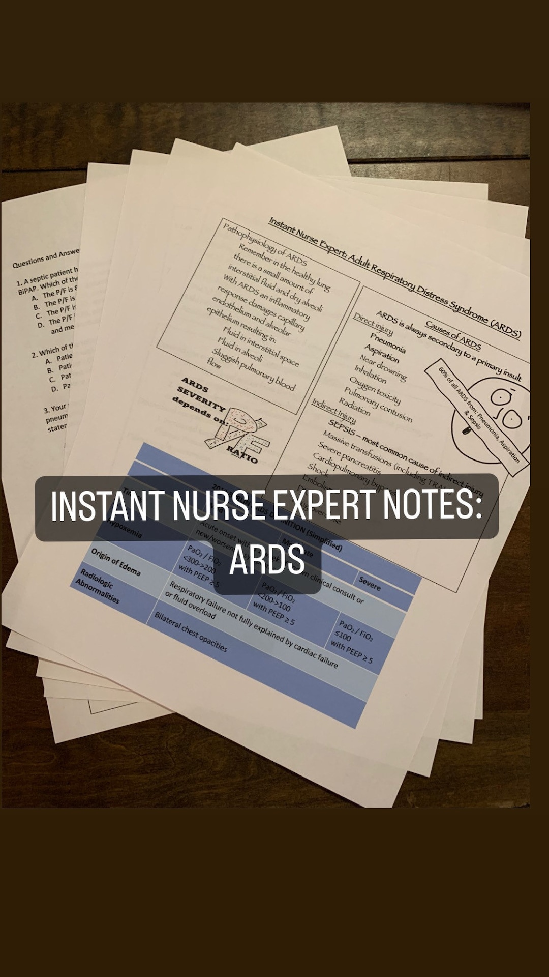 Instant Nurse Expert Notes: ARDS (adult Respiratory Distress Syndrome ...