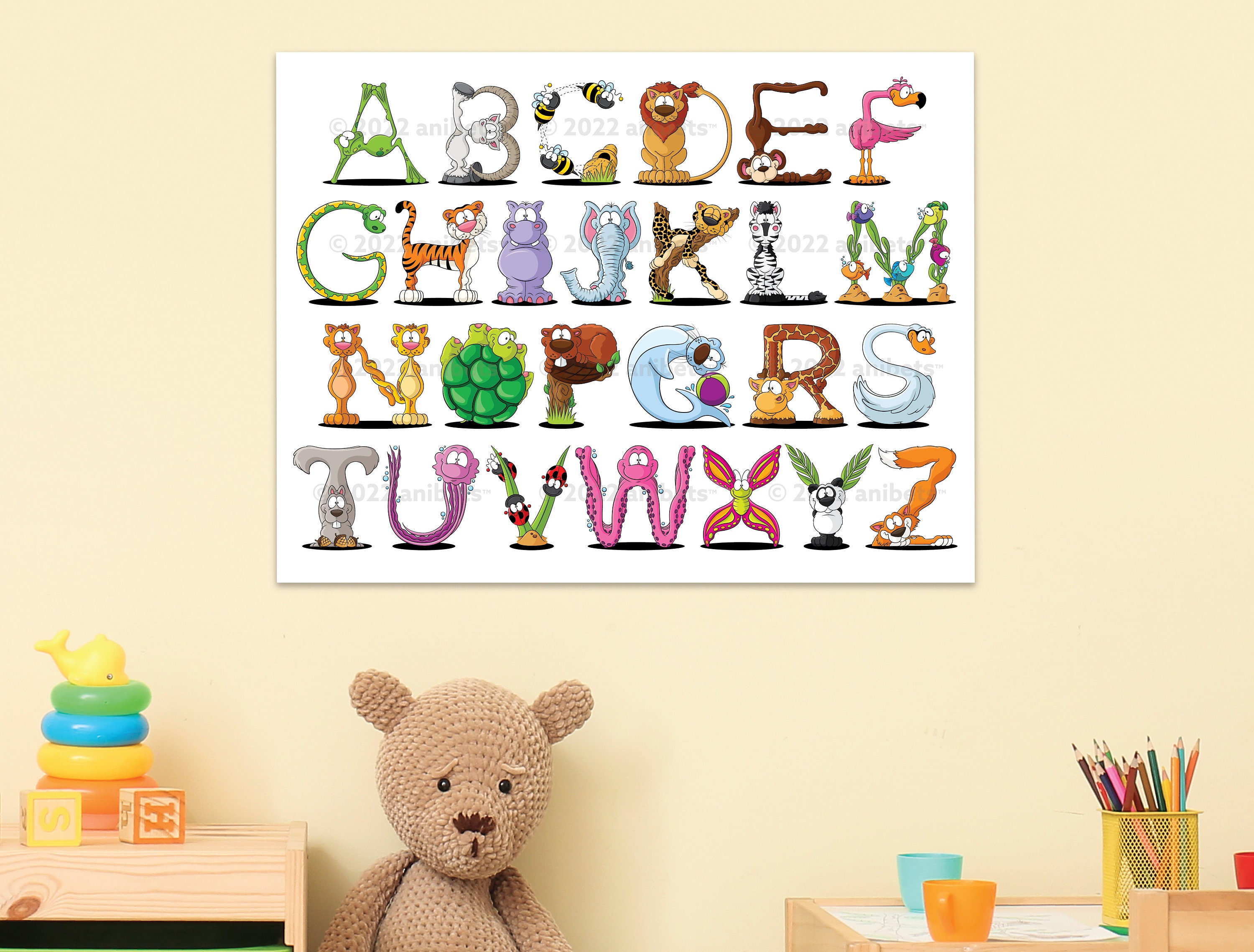 Instant Download 18x24 Animal Letter Poster Animal Alphabet ABC Wall ...