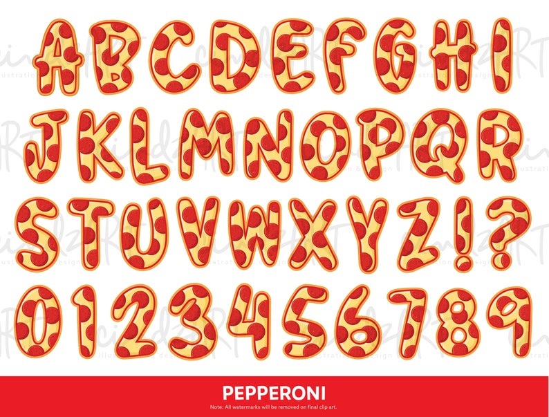 Pizza Letter Alphabet & Number Clipart - Pizza Party Clipart - Pizza ...