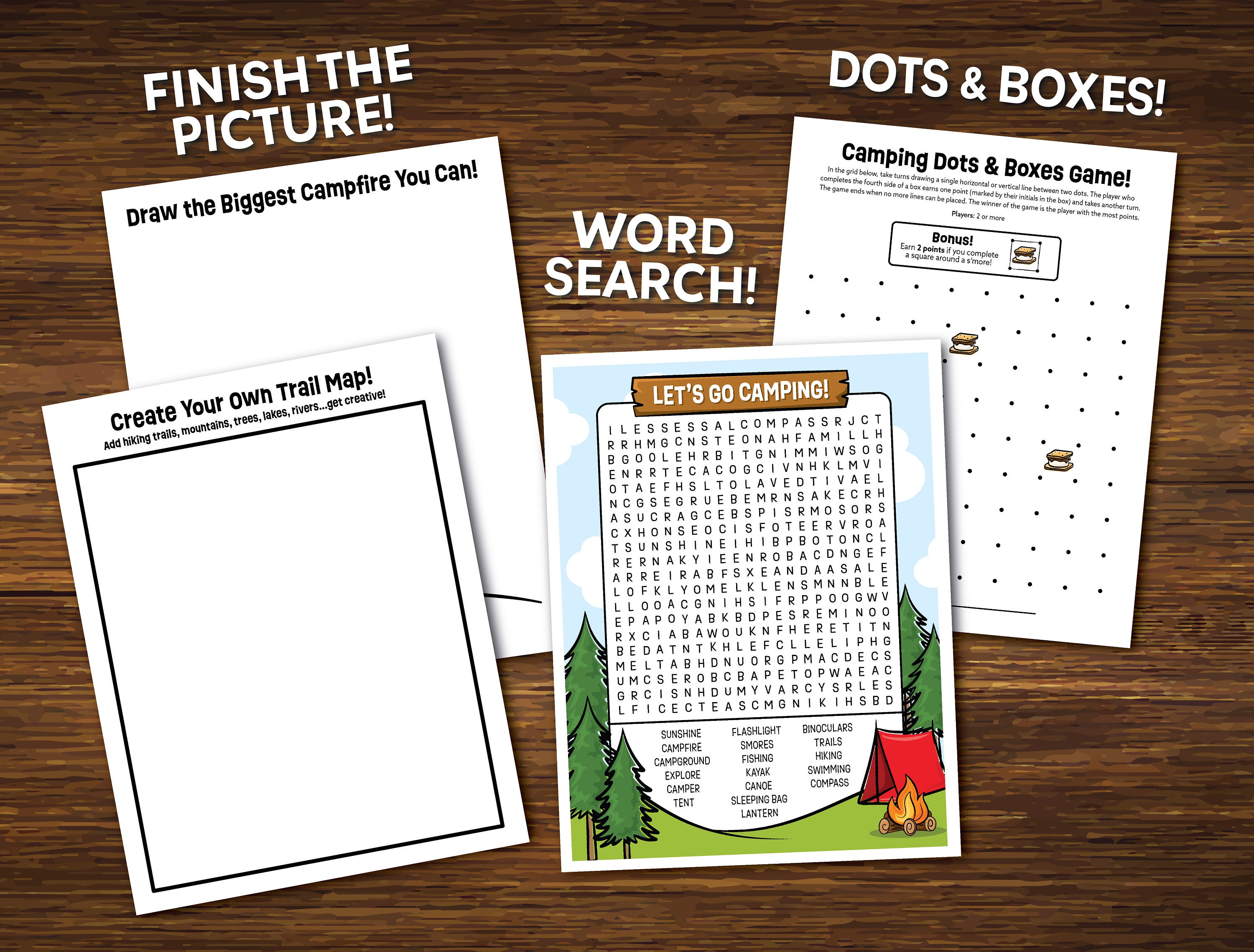 Camping Activity Bundle Printable Instant Download Camping Wordsearch ...