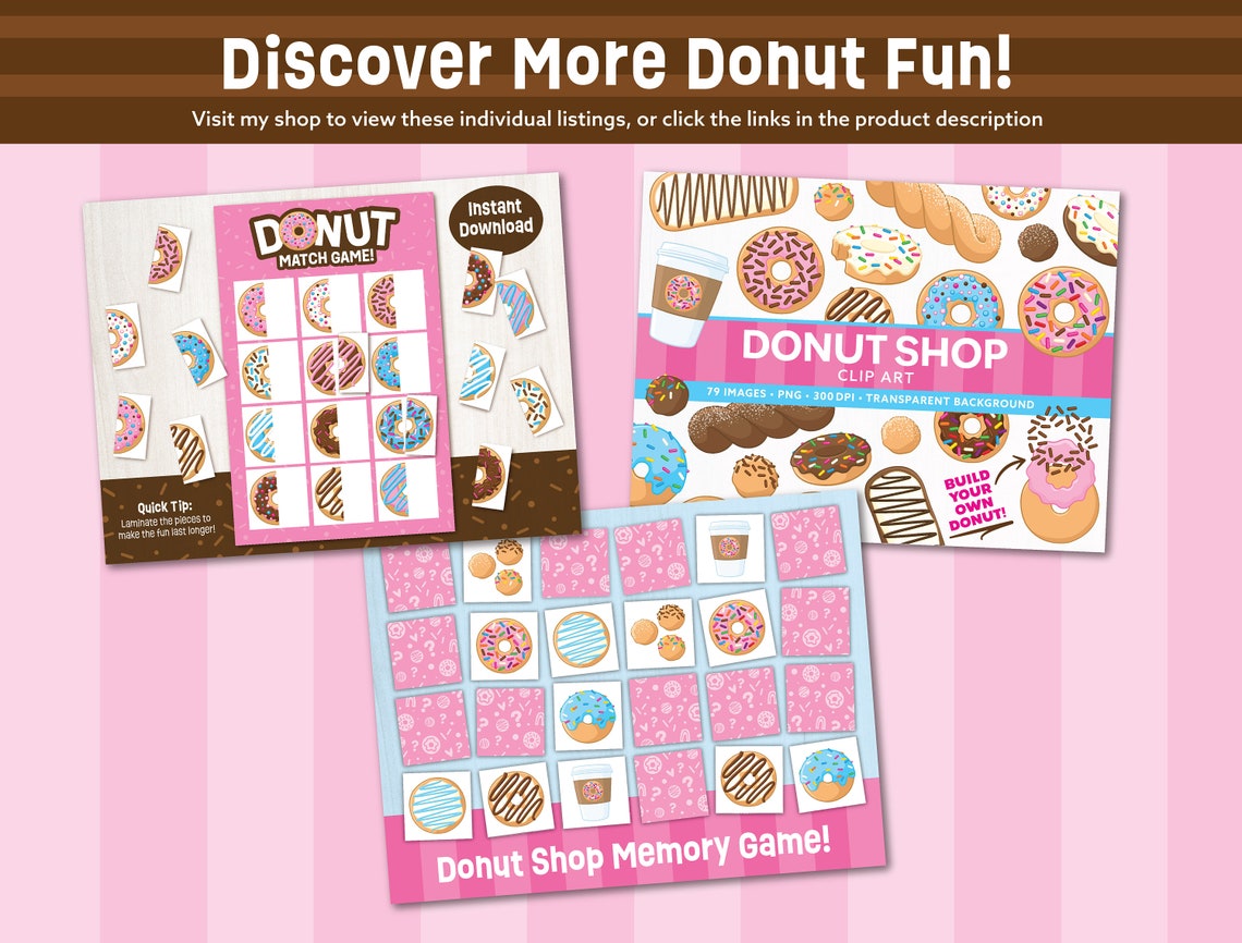 Donut Shop Bingo Game Printable - Instant Download - Donut Baby Shower ...