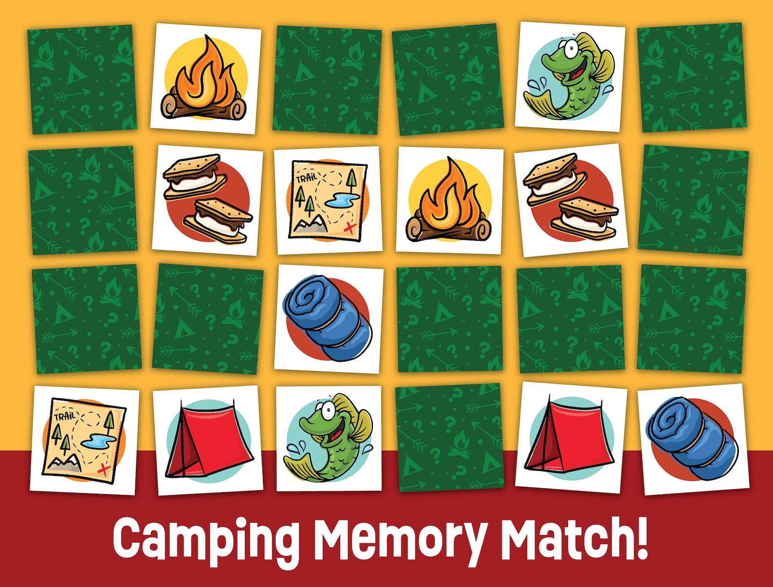 Camping Memory Match Printable - Instant Download - Fun Summer Camp Kid ...