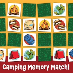 Camping Memory Match Printable - Instant Download - Fun Summer Camp Kid ...