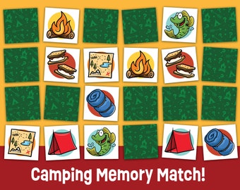 Camping Memory Match Printable - Fun Summer Camp Kid Games - Road Trip ...