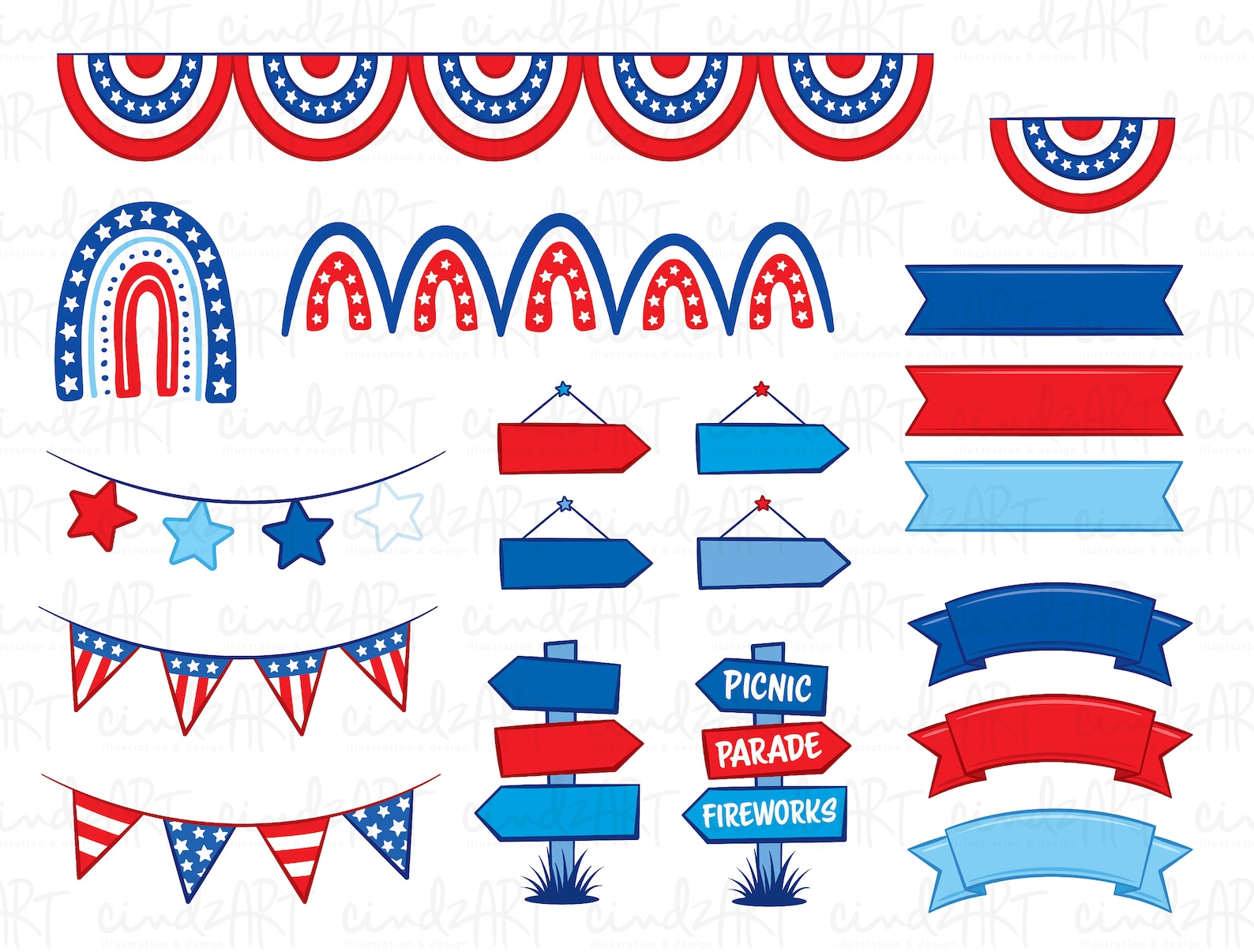 Patriotic Clip Art - 4th of July Clipart - Independence Day USA Clipart ...