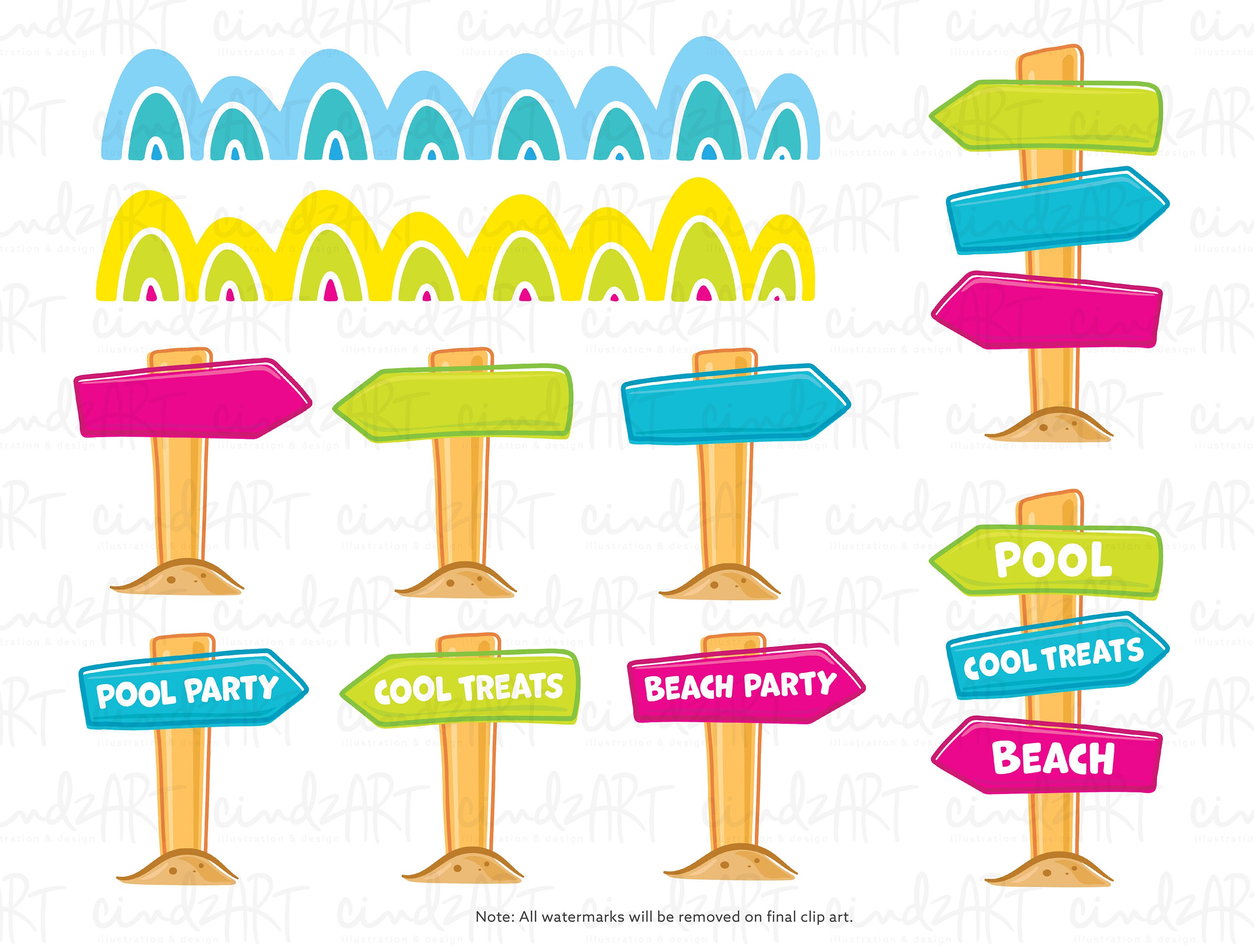 Summer Beach Clipart Pool Party Clip Art Beach Party Clipart Cute ...