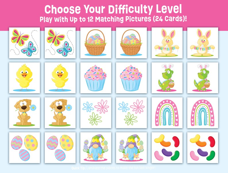 Easter Spring Memory Match Game Instant Download Fun Easter Printable ...