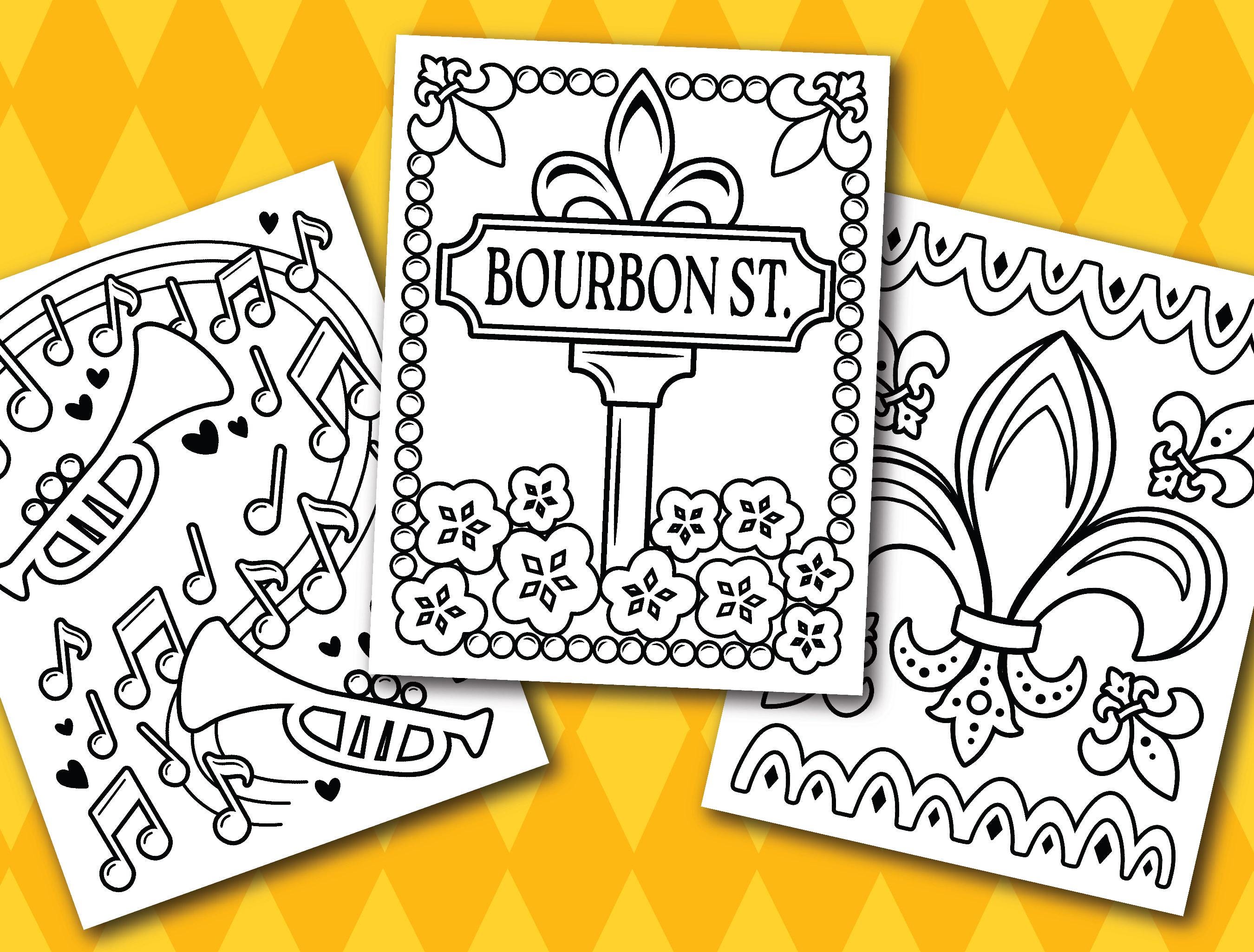 Mardi Gras Coloring Page Set - Instant Download Printable Mardi Gras ...