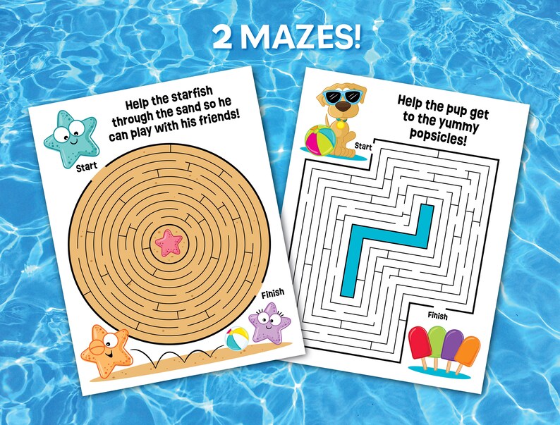 Kids Summer Activity Printable Set - Instant Download - Pool Party Game ...